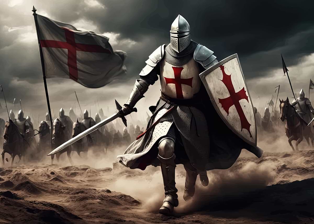 'Crusader Knight Charge' Poster, picture, metal print, paint by watu ...