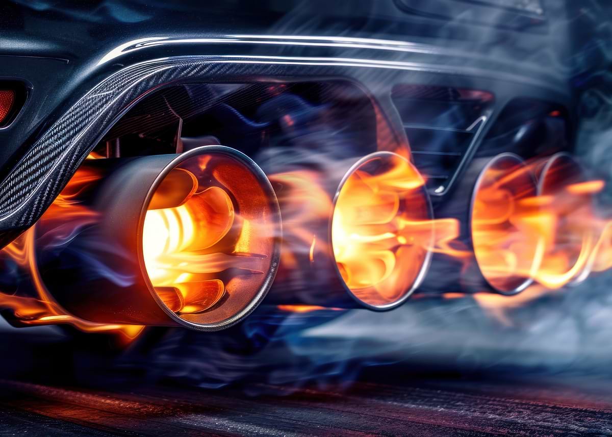 'Car Exhaust Flames' Poster, picture, metal print, paint by Paulix Bed ...