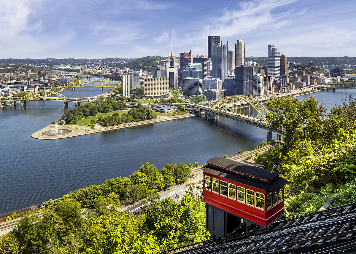 'Pittsburgh Skyline with Duquesne Incline' Poster, picture, metal print ...
