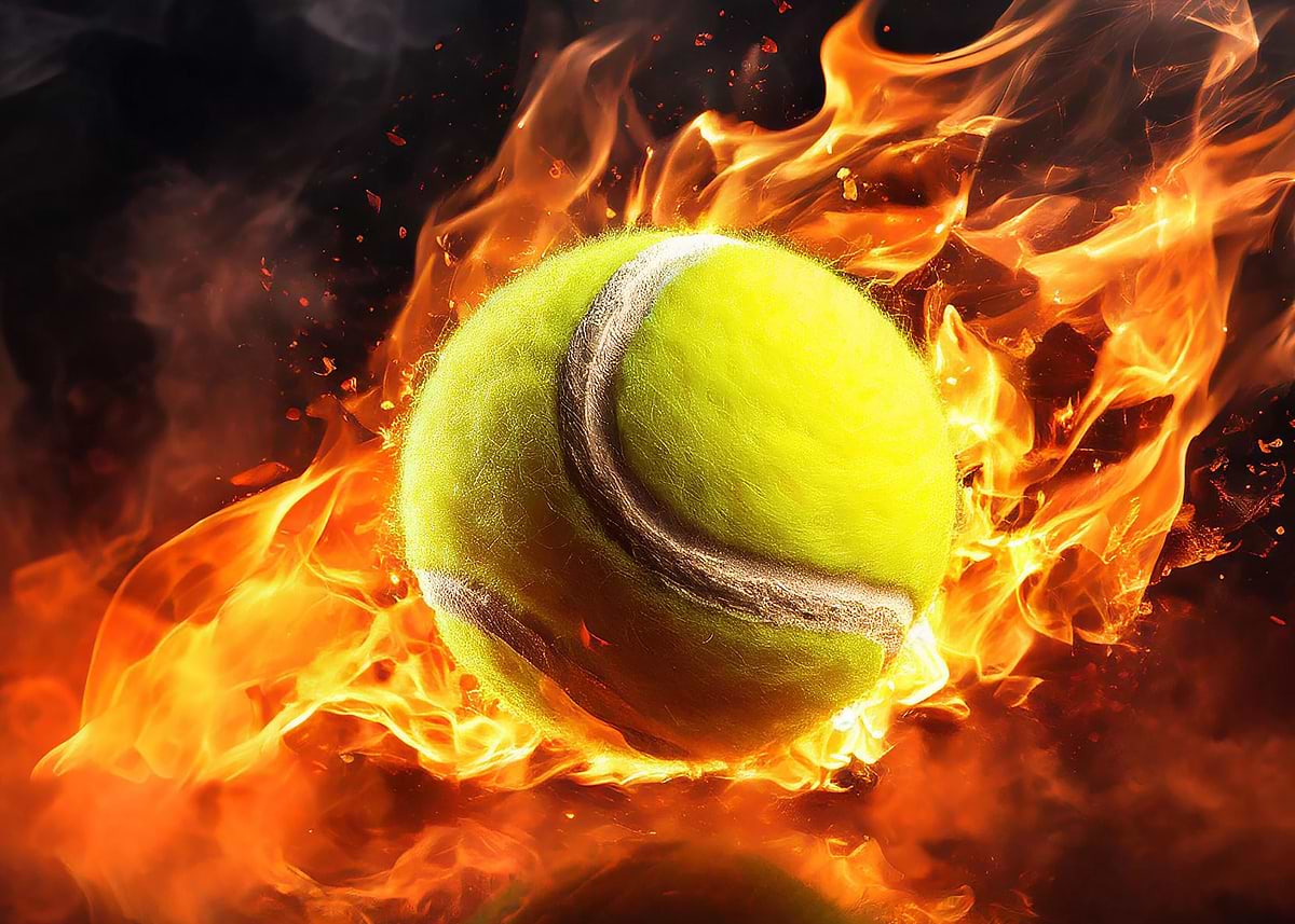 'Tennis Ball on Fire' Poster, picture, metal print, paint by Paulix Bed ...