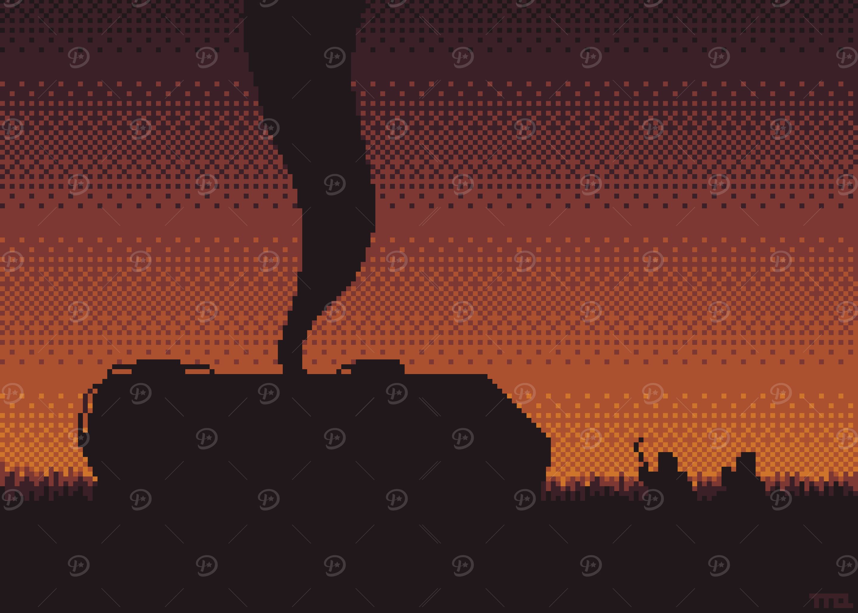 'Breaking Bad Sunset- Pixel Art' Poster, picture, metal print, paint by ...