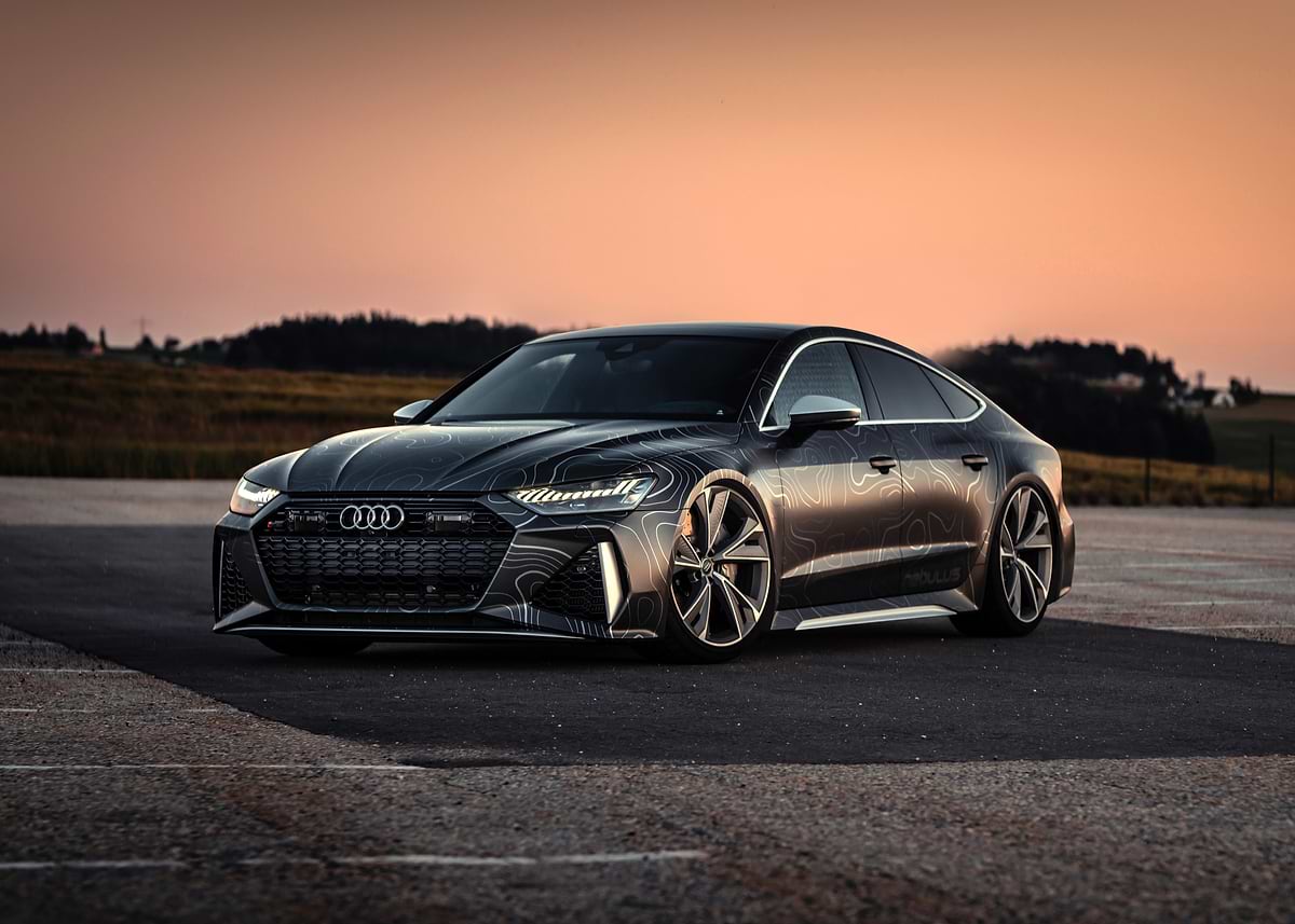 'Black Audi RS7 with Topographic Wrap' Poster, picture, metal print ...