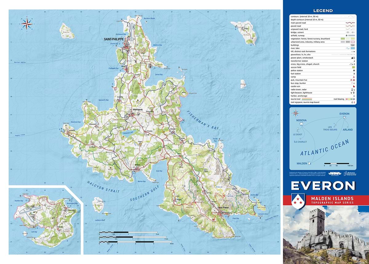 'Arma Reforger Everon Arland Malden Islands Topographic Map' Poster ...