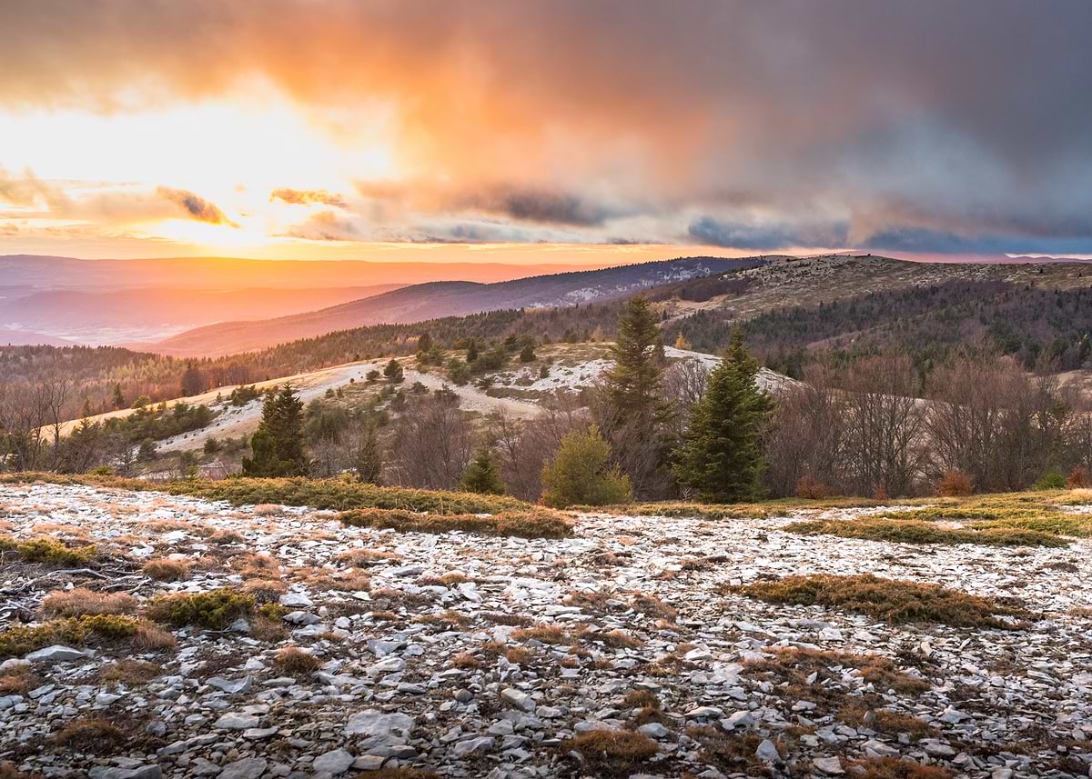 'Mountain Sunset Landscape montagne de Lure' Poster, picture, metal ...