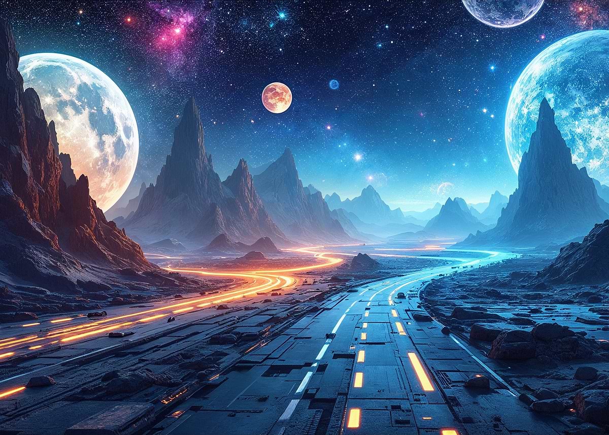 'Futuristic Alien Landscape' Poster, picture, metal print, paint by ...