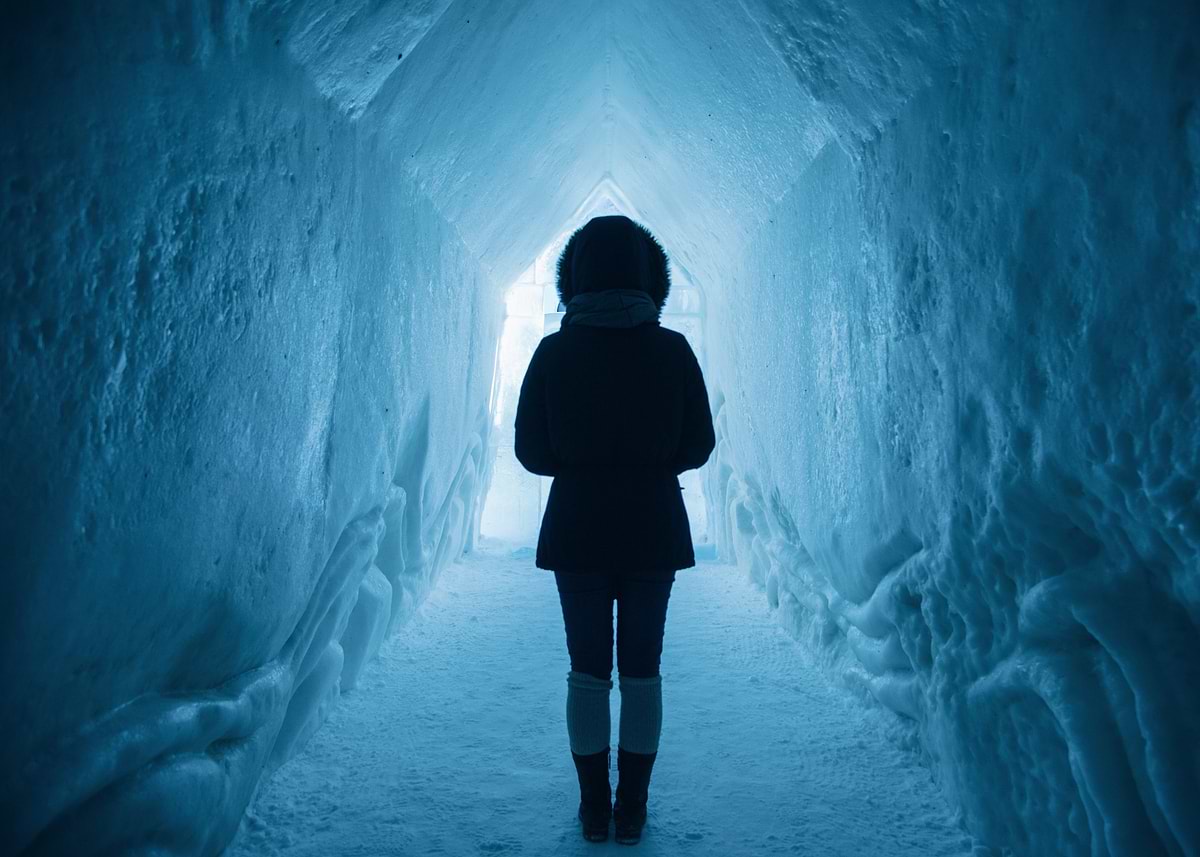 'Woman in Ice Tunnel' Poster, picture, metal print, paint by Mister ...