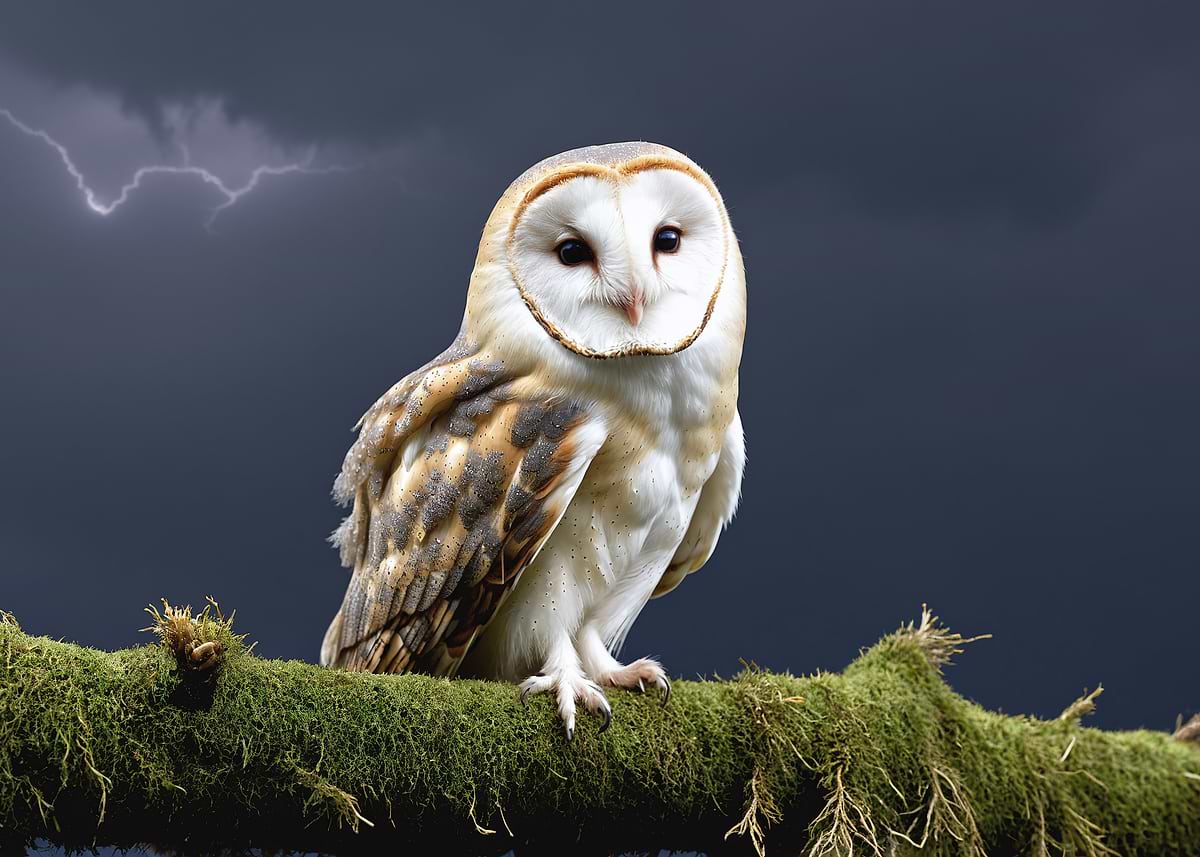 'Barn Owl in Stormy Sky' Poster, picture, metal print, paint by Alain ...