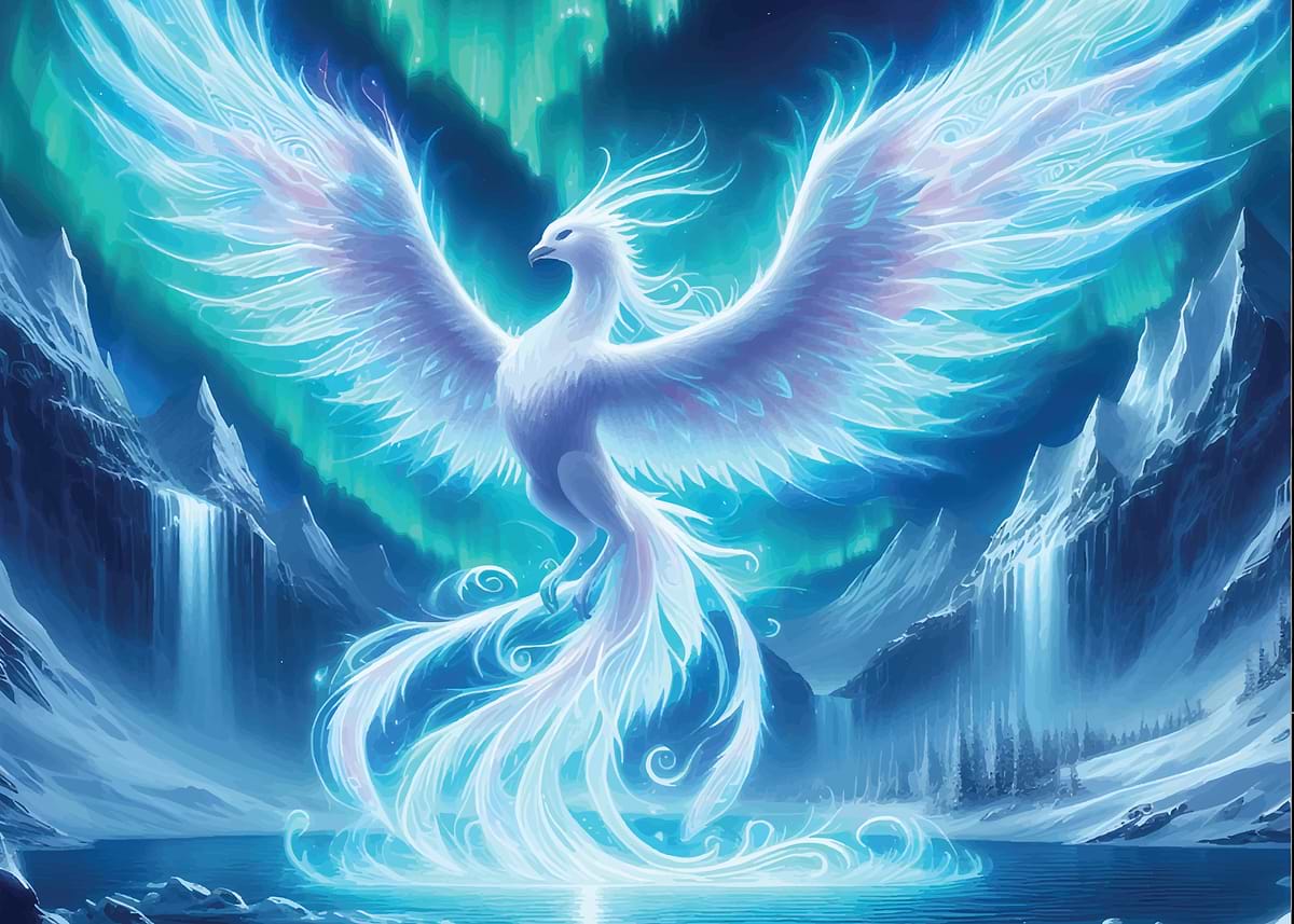 'White Phoenix in Winter' Poster, picture, metal print, paint by ...
