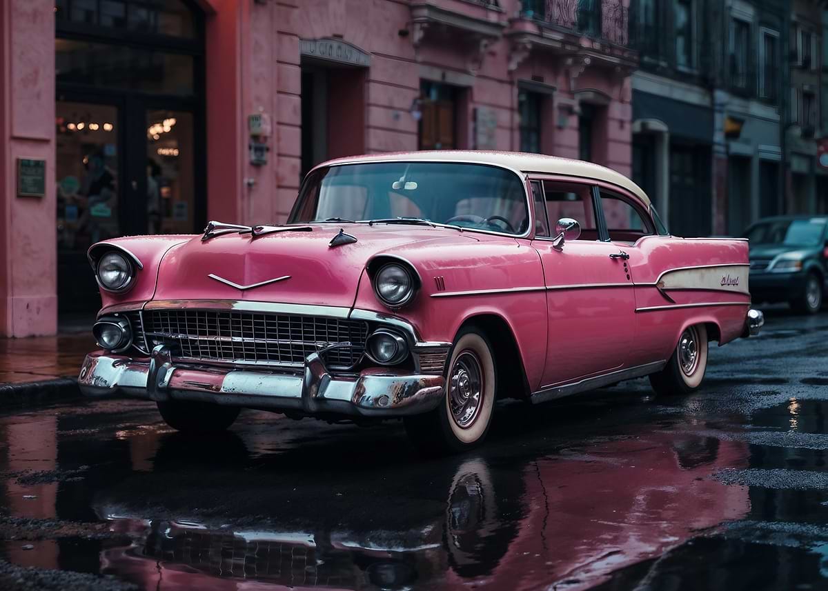 'Pink Classic Car' Poster, picture, metal print, paint by Helinton ...