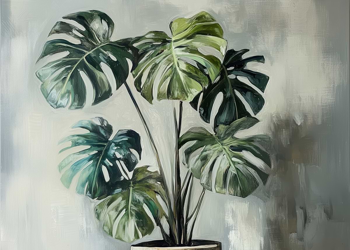'Monstera Plant Painting' Poster, picture, metal print, paint by ...