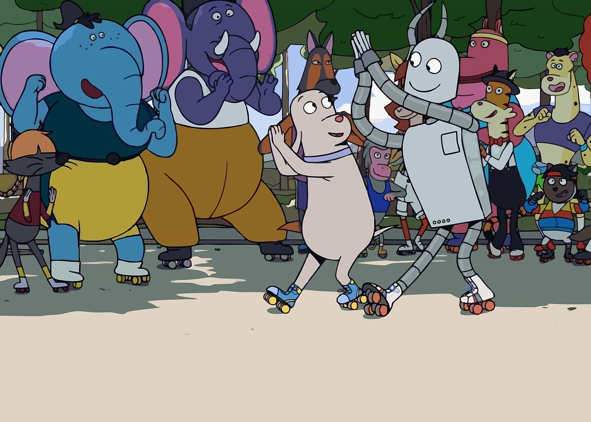 'Robotdream Cartoon Animals Roller Skating' Poster, picture, metal ...