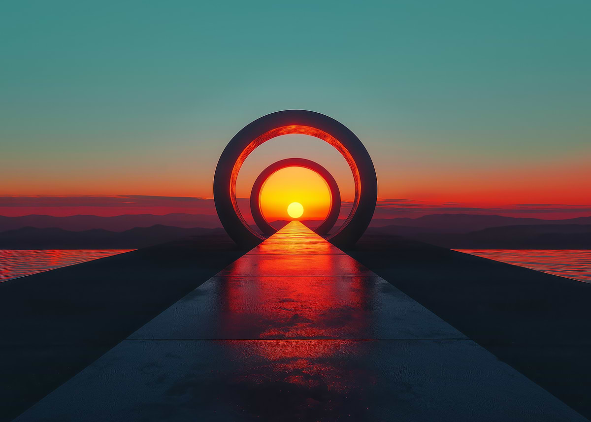 'Sunset Gateway Magic Portal' Poster, picture, metal print, paint by ...
