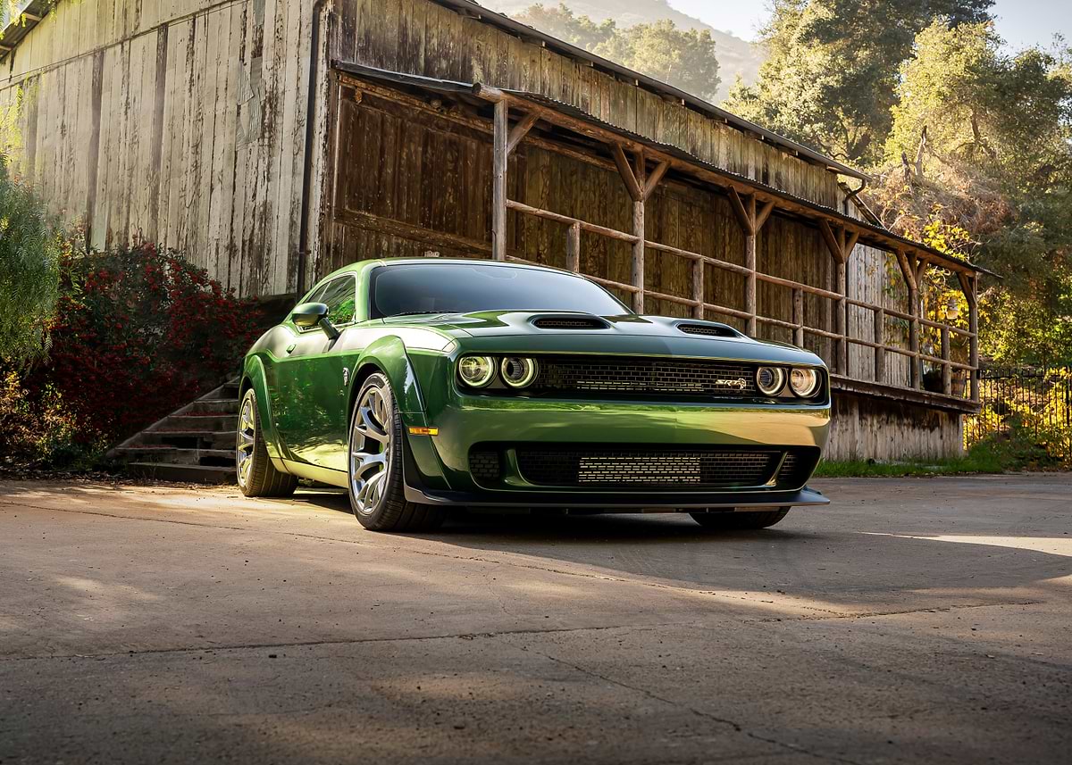 'Green Dodge Challenger' Poster, picture, metal print, paint by ...