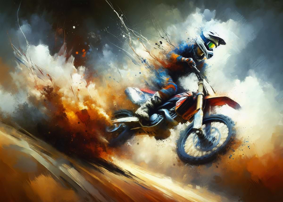 'Motocross Rider in Action' Poster, picture, metal print, paint by Miro ...