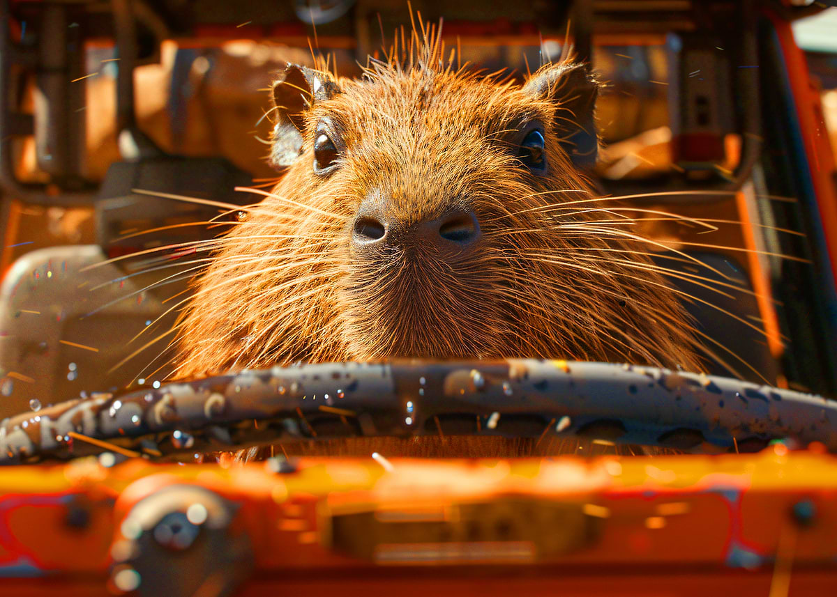 'Capybara Driving' Poster, picture, metal print, paint by Rupert ...