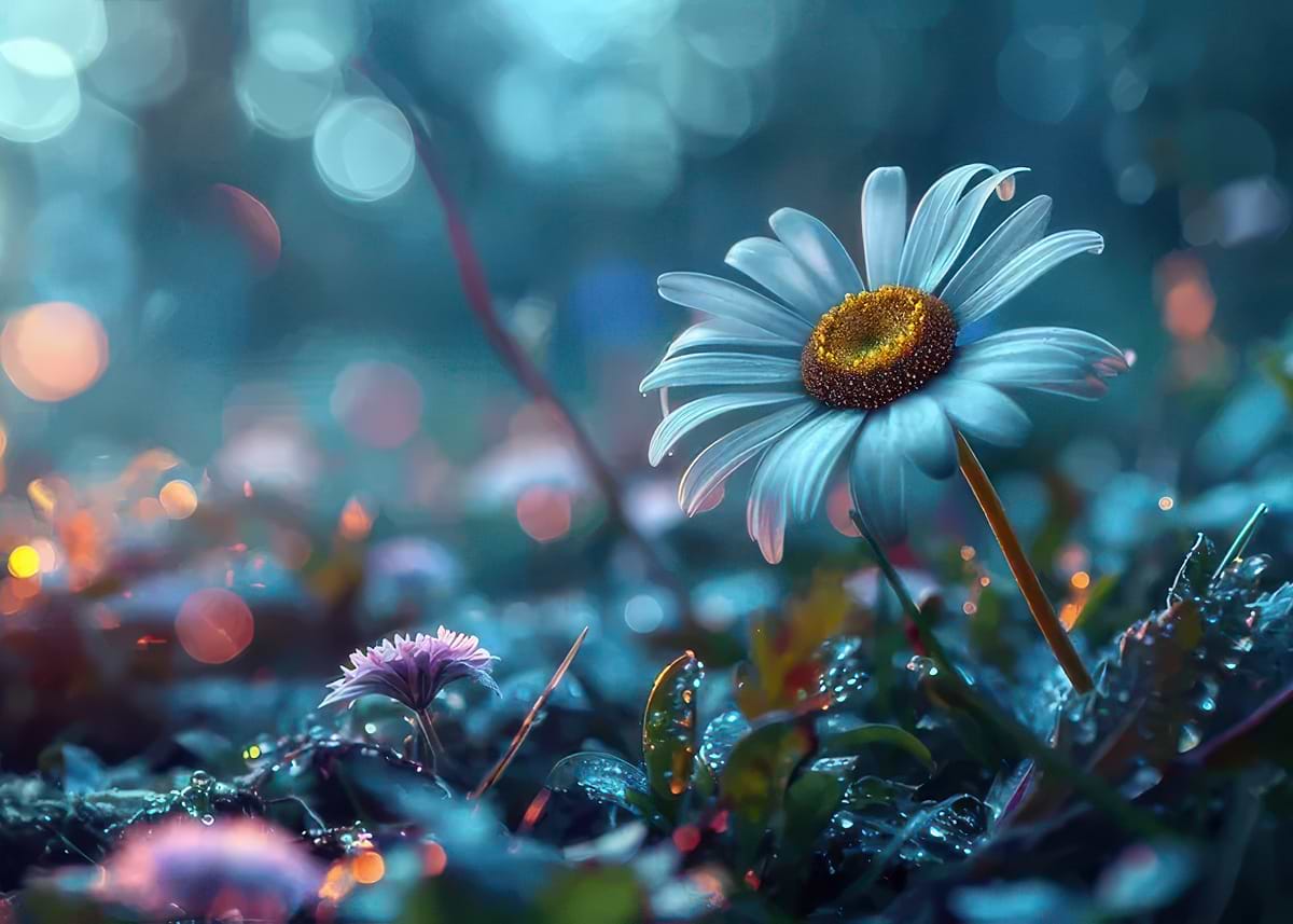 'Blue Daisy in a Field' Poster, picture, metal print, paint by MOHAMED ...