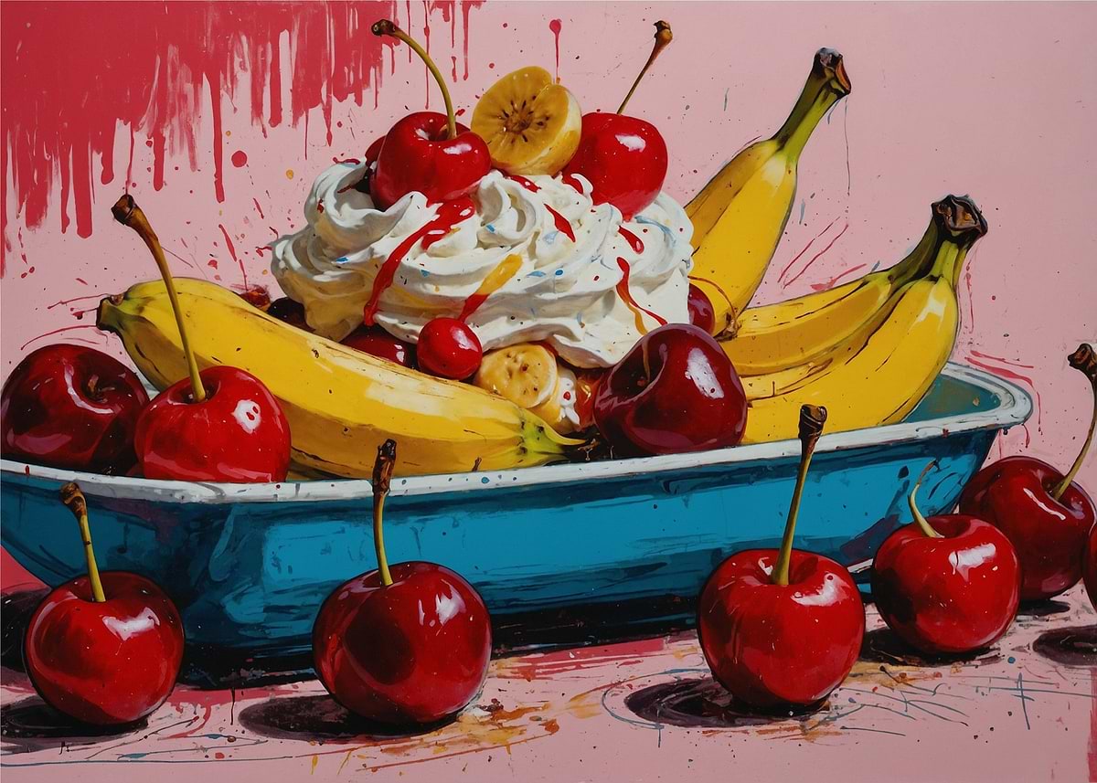 'Banana Split Still Life, a perfect decoration for 50s-style American ...