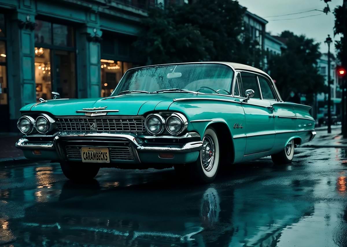 'Vintage Teal Car' Poster, picture, metal print, paint by Helinton ...