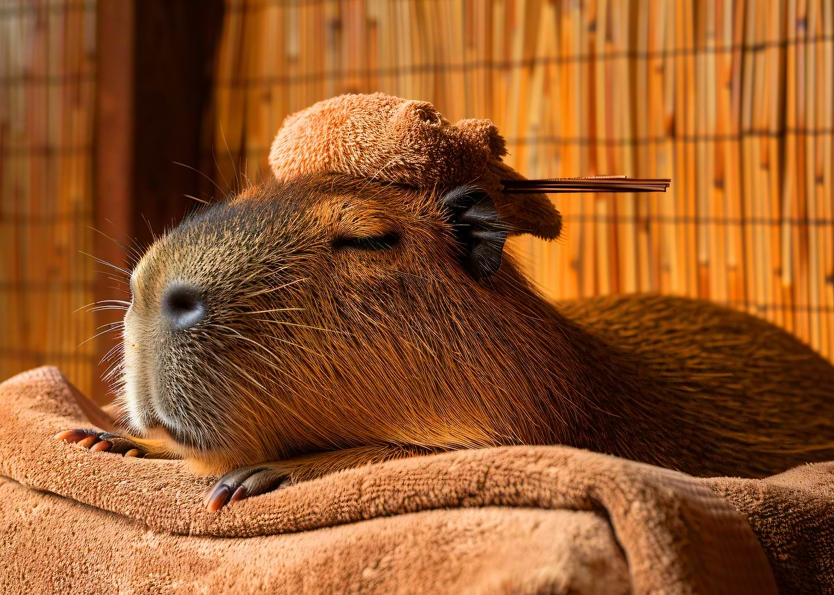 'Capybara on Spa Day' Poster, picture, metal print, paint by Rupert ...