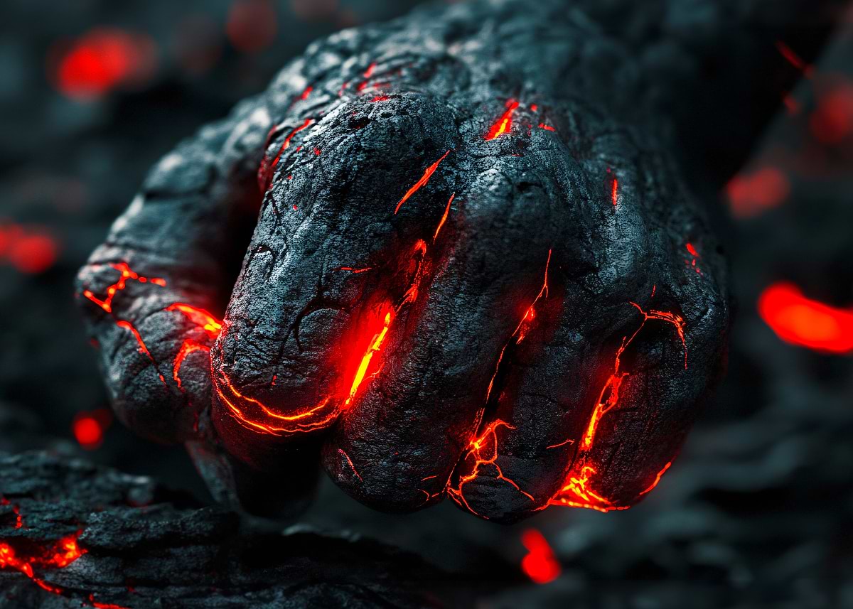 'Lava Hand' Poster, picture, metal print, paint by Leoni | Displate