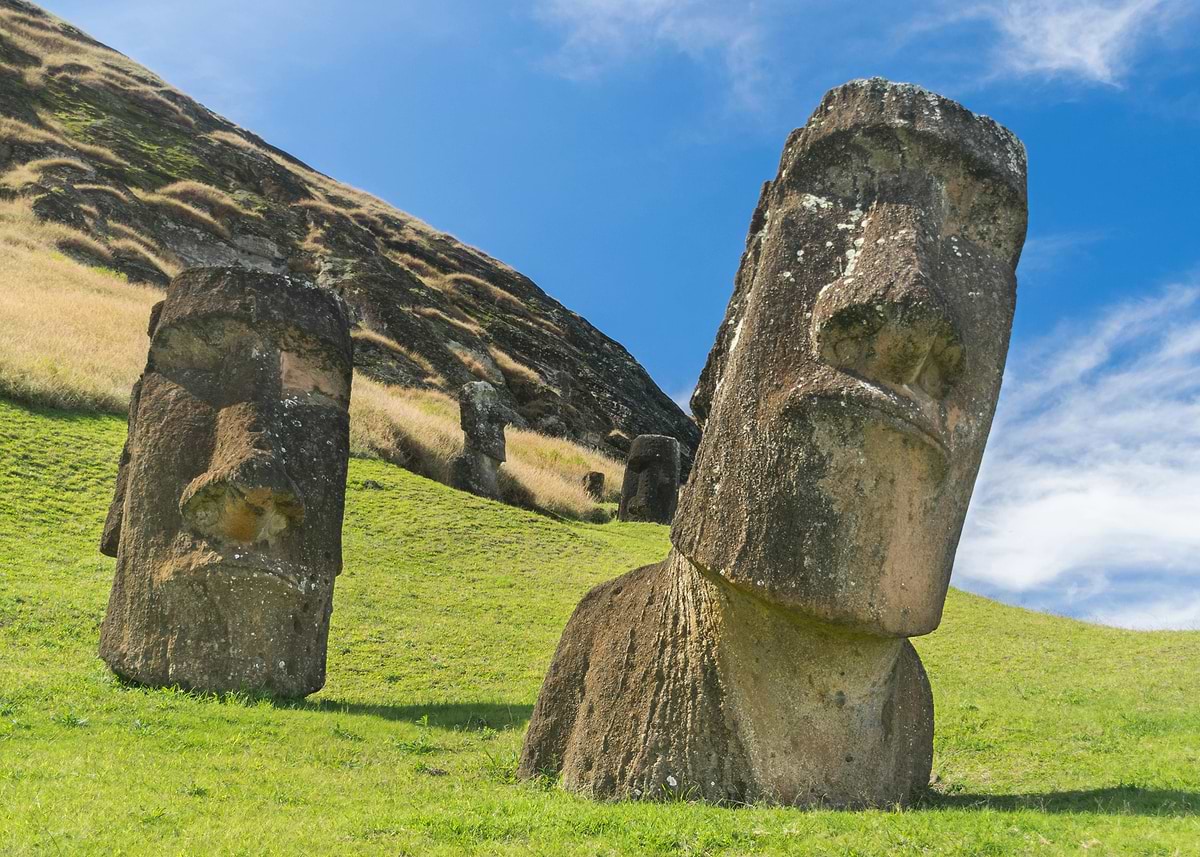 'Moai Statues on Easter Island' Poster, picture, metal print, paint by ...