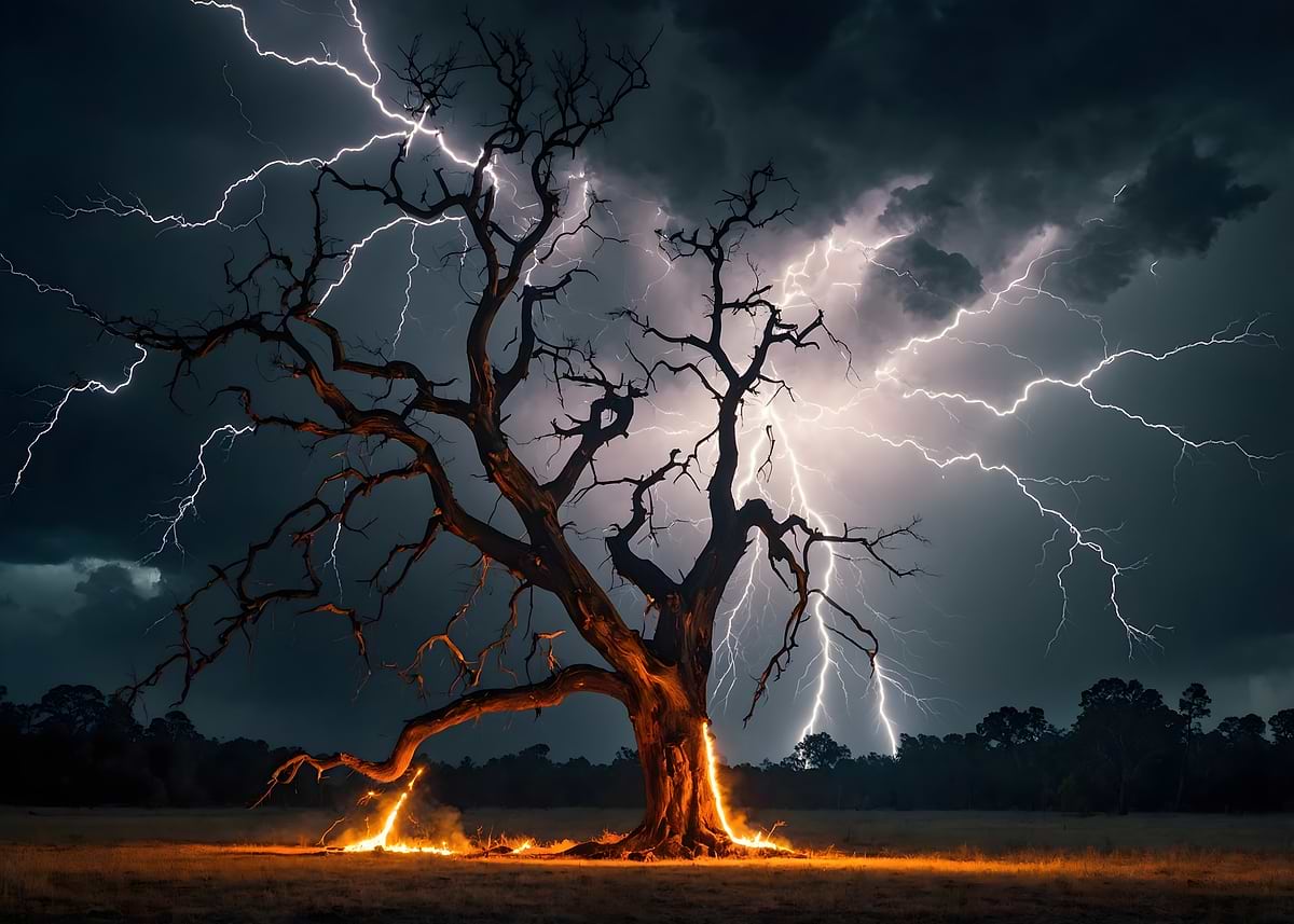 'Lightning Strikes Tree' Poster, picture, metal print, paint by Morten ...