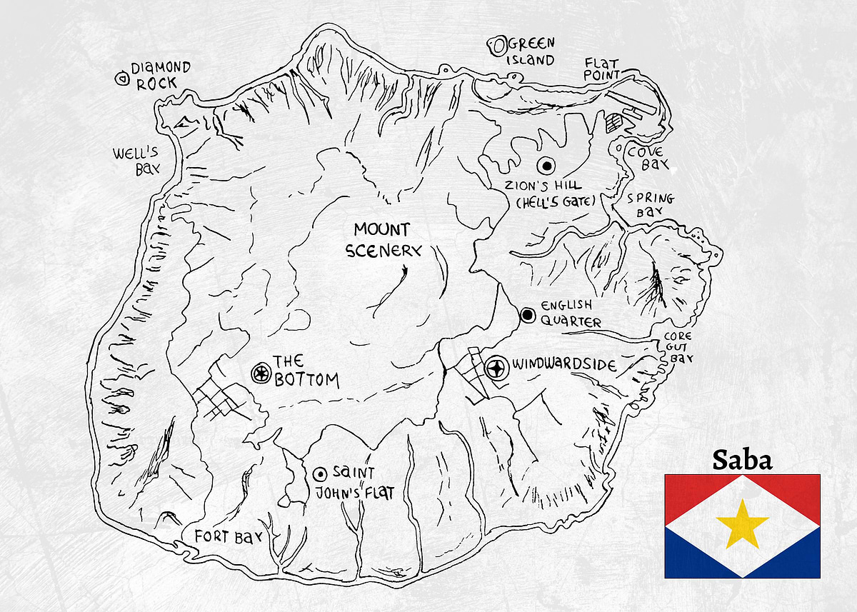 'Handdrawn Map of Saba' Poster, picture, metal print, paint by Angelos ...