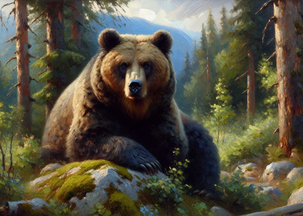'Brown Bear in Forest' Poster, picture, metal print, paint by Tee4U ...