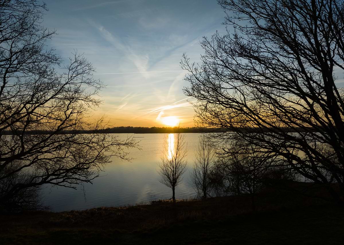 'Sunset Over Lake' Poster, picture, metal print, paint by Akeno Drone ...