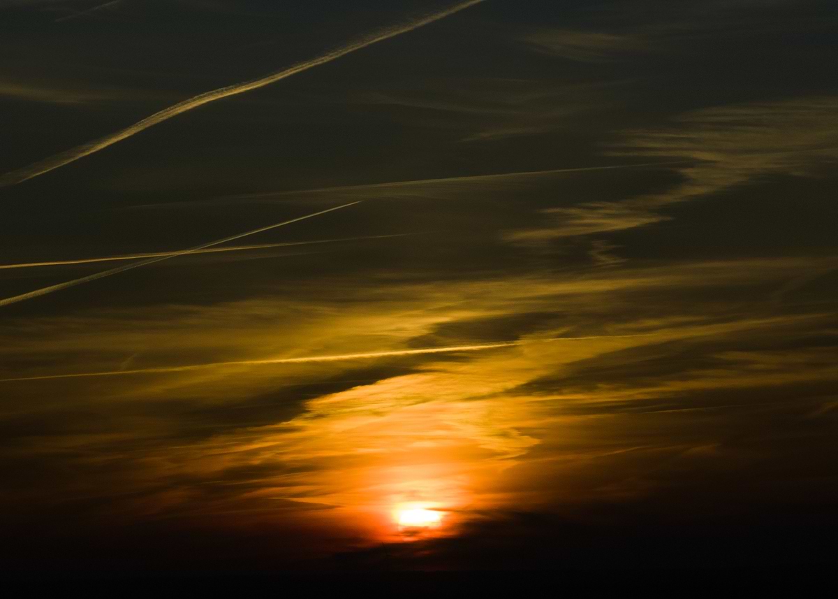 'Sunset with Contrails' Poster, picture, metal print, paint by Akeno ...