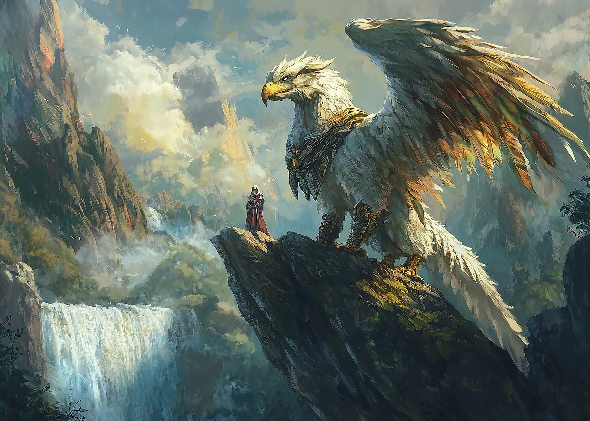 'Griffin and Rider' Poster, picture, metal print, paint by RedFoxPlates ...
