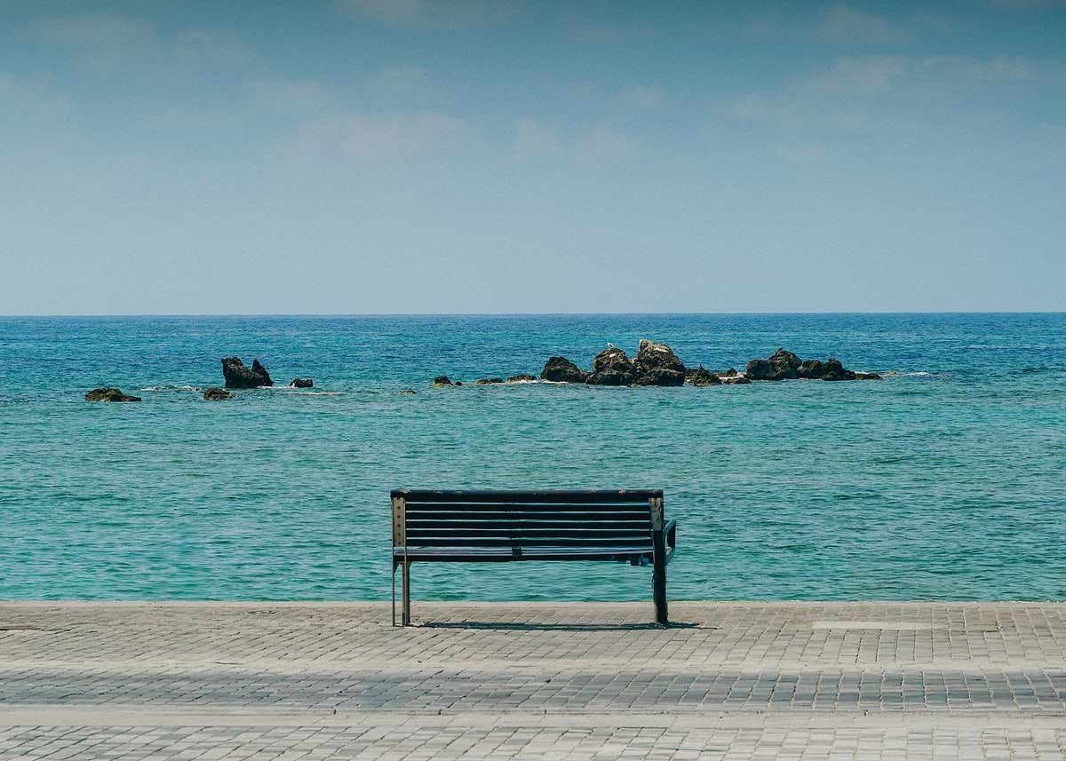 'Bench by the Sea' Poster, picture, metal print, paint by David Green ...