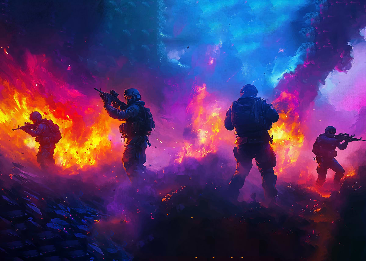 'Soldiers Firestorm' Poster, picture, metal print, paint by Whitley ...