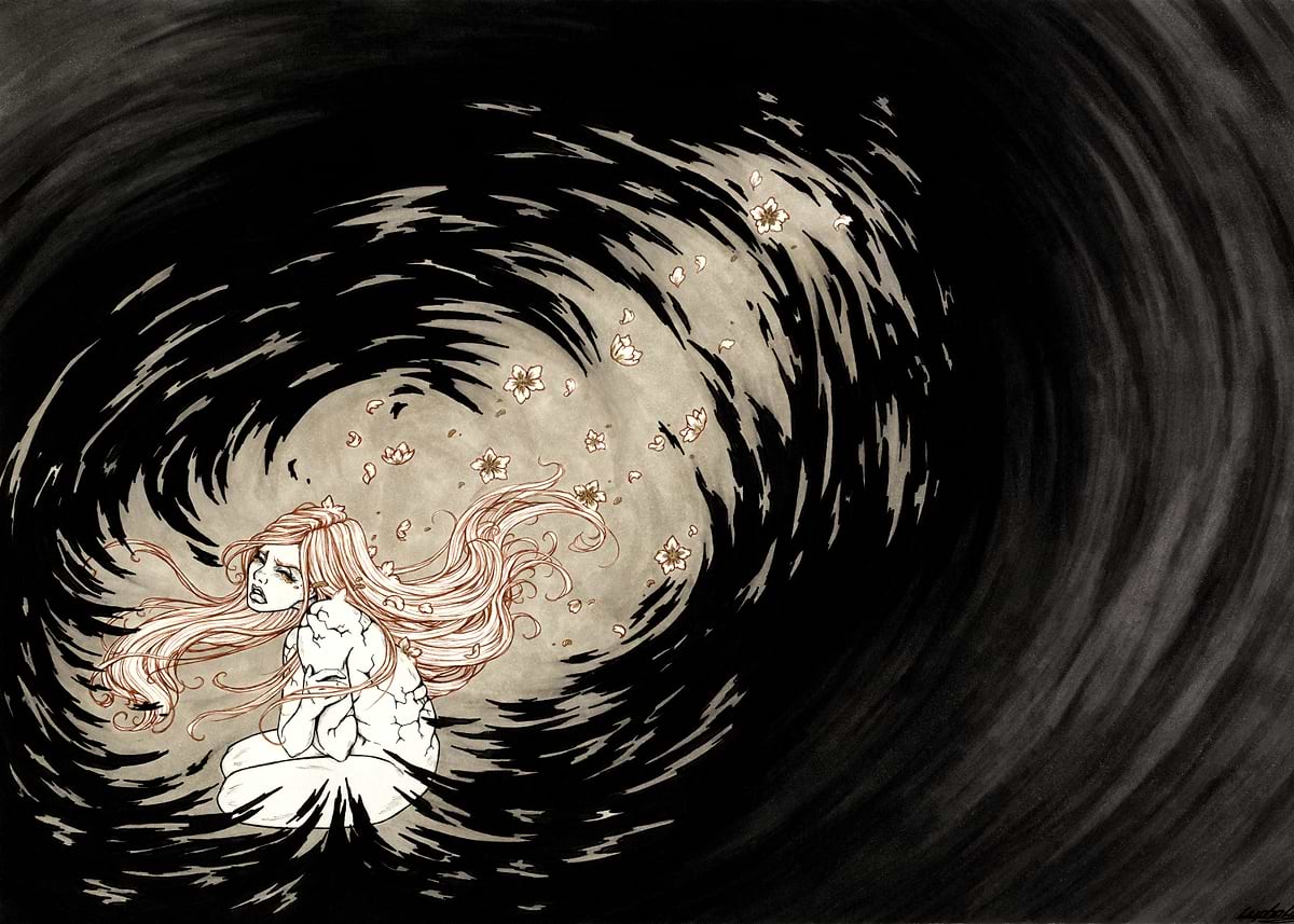 'Out of the Void - Woman surrounded by Shadows' Poster, picture, metal ...