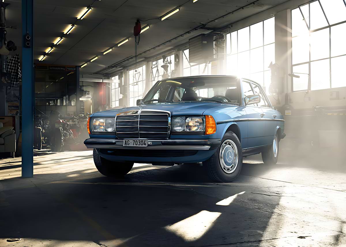 'Blue Mercedes-Benz W123' Poster, picture, metal print, paint by ...