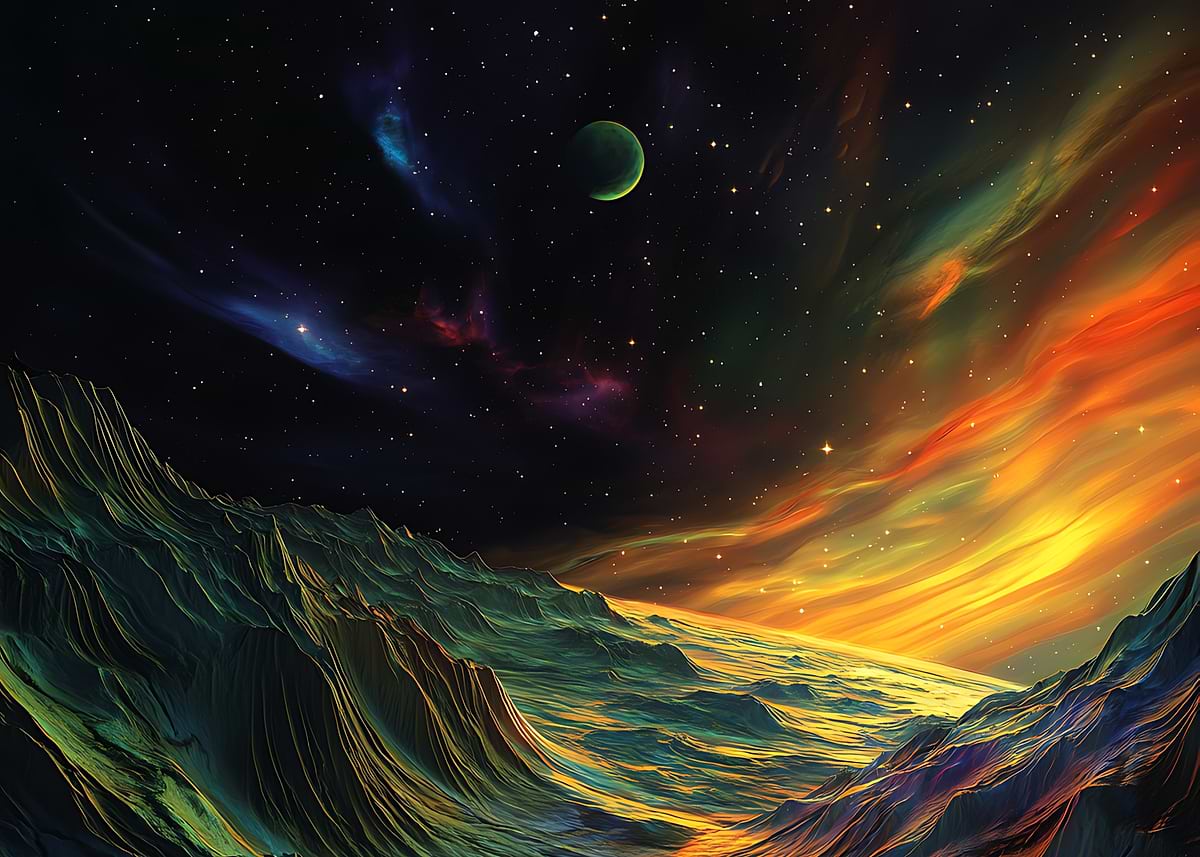 'Alien Planet Landscape' Poster, picture, metal print, paint by NewArts ...