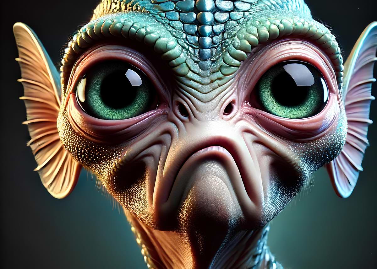 'Sad Alien Creature' Poster, picture, metal print, paint by ...