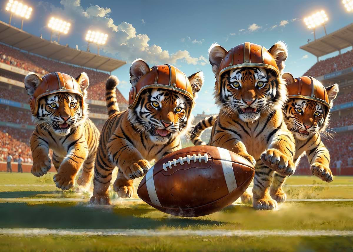 ' Old School Football Tiger Cubs Style' Poster, picture, metal print ...