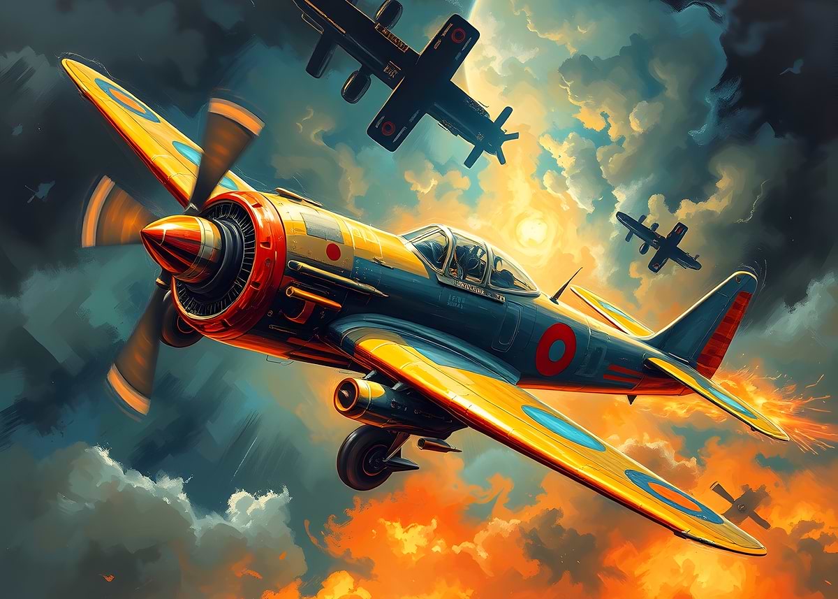 'Vintage Fighter Plane' Poster, picture, metal print, paint by ...