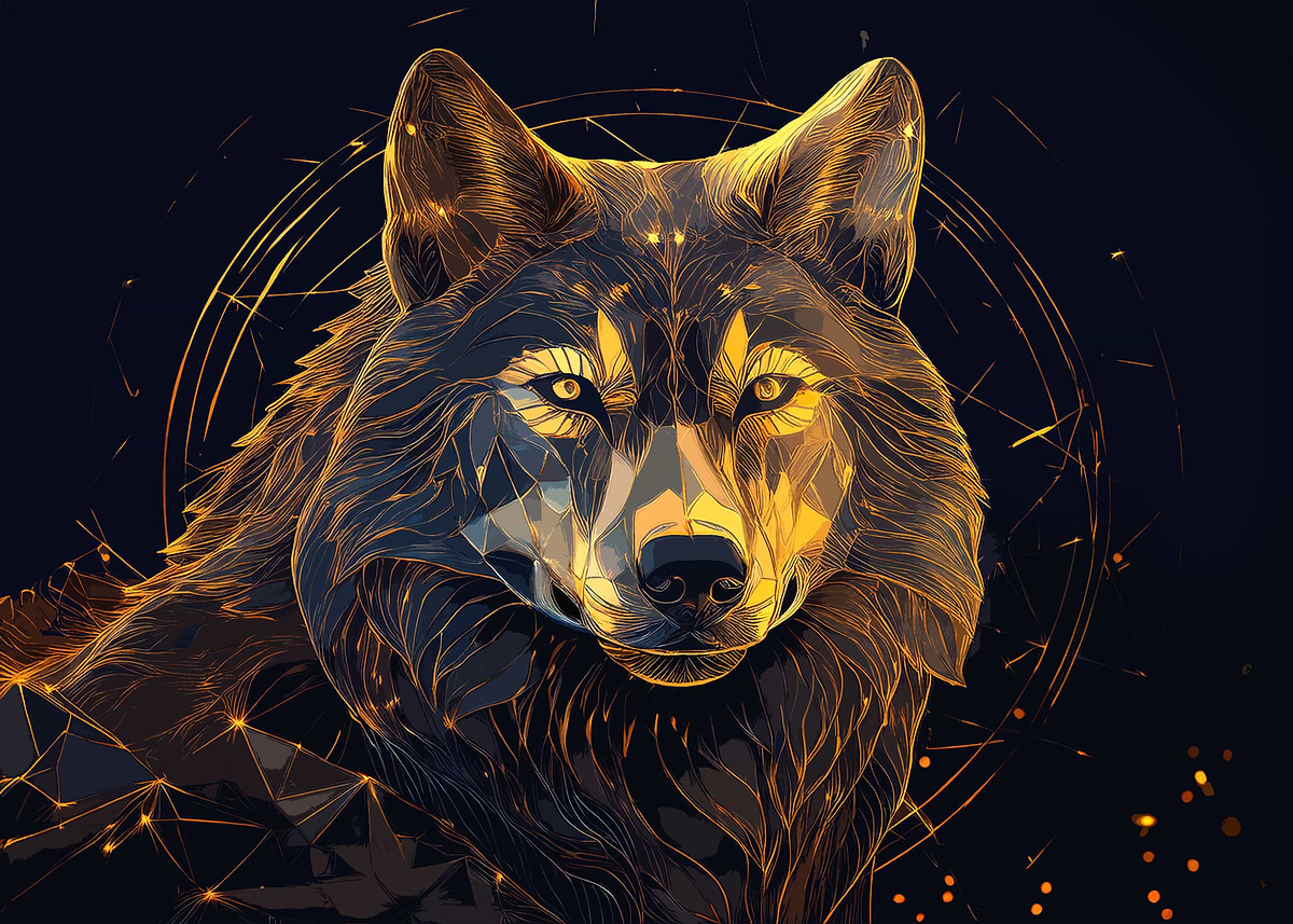 'Golden Wolf Art Print' Poster, picture, metal print, paint by Fatima ...