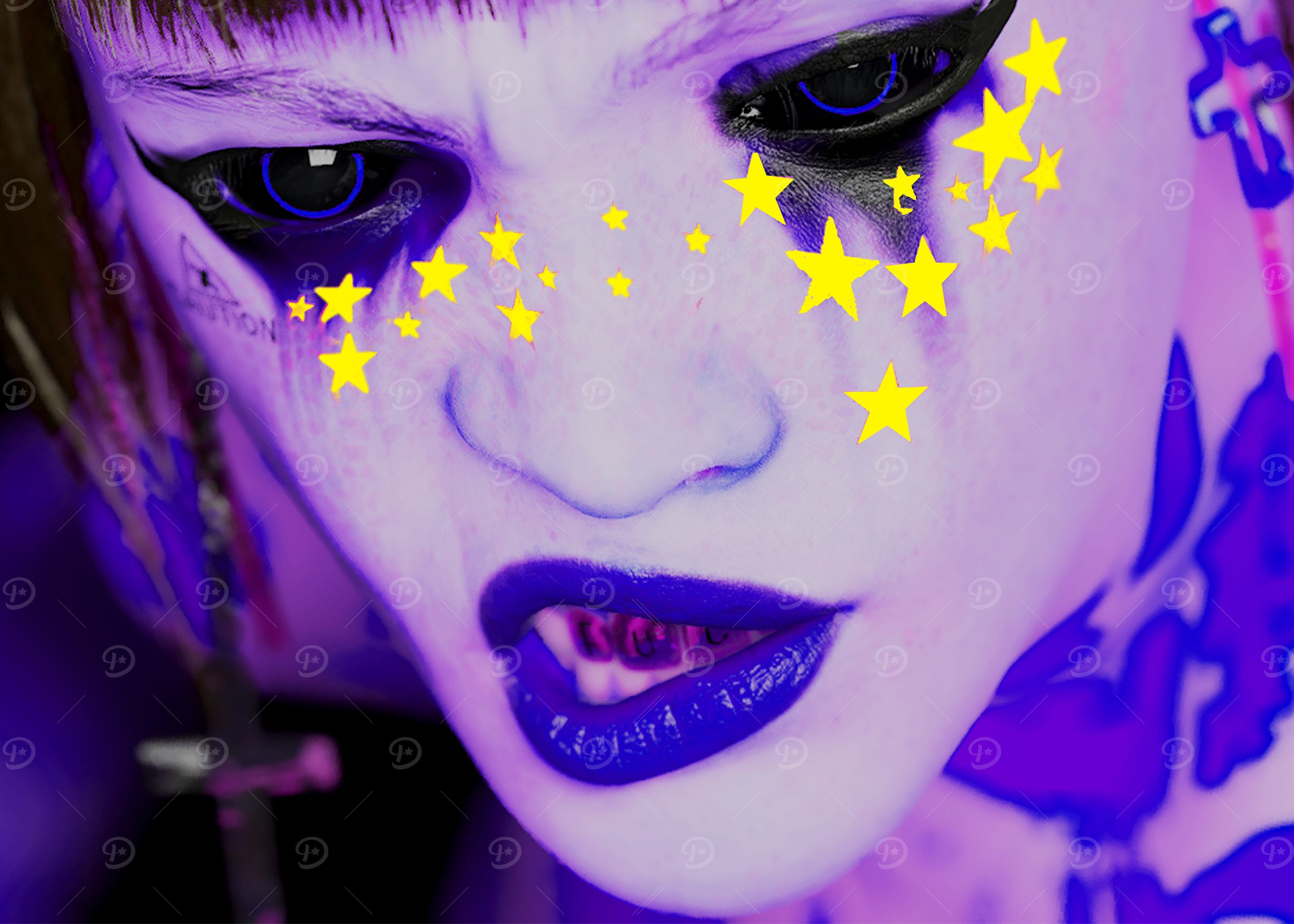 'Cyberpunk Starry Makeup' Poster, picture, metal print, paint by ...