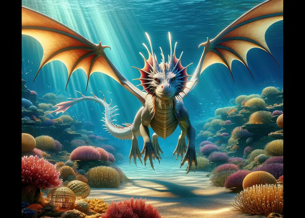 'Sea Dragon Fantasy Art' Poster, picture, metal print, paint by ...