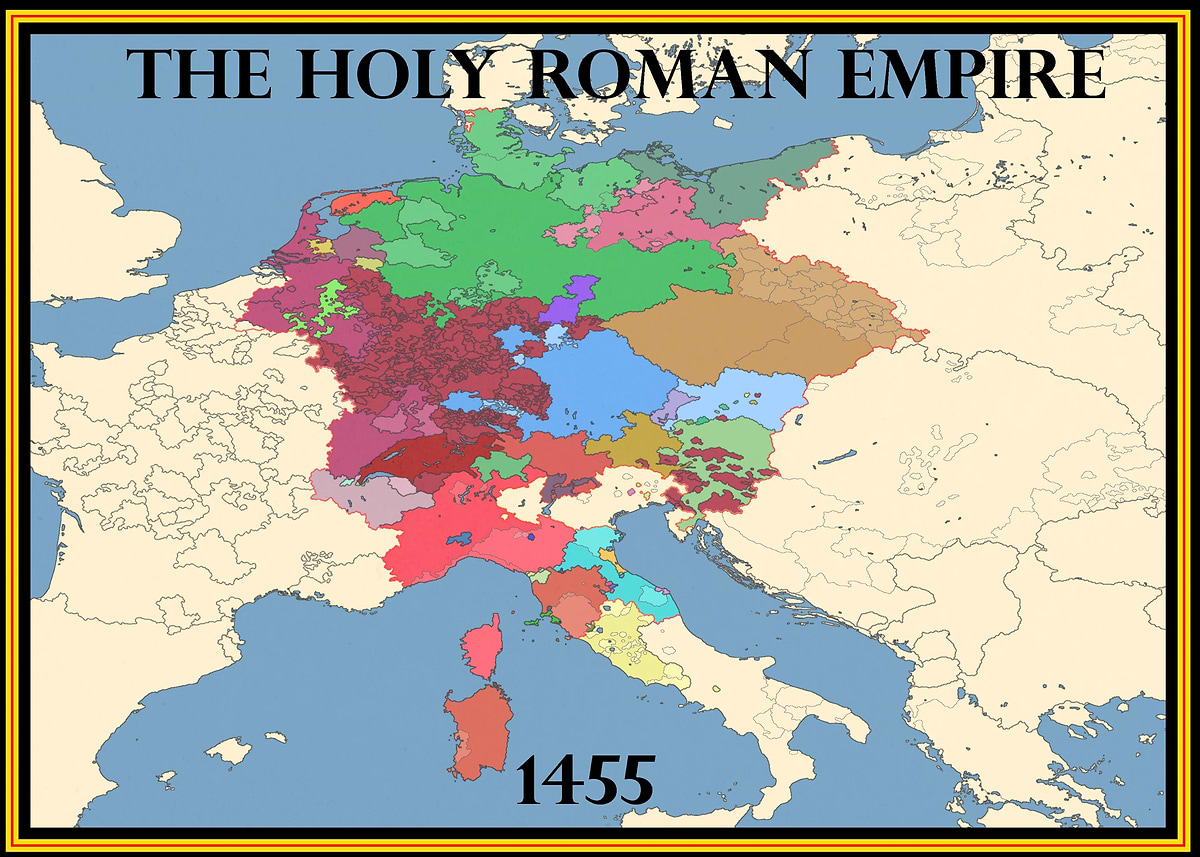 'Holy Roman Empire Map 1455' Poster, picture, metal print, paint by ...