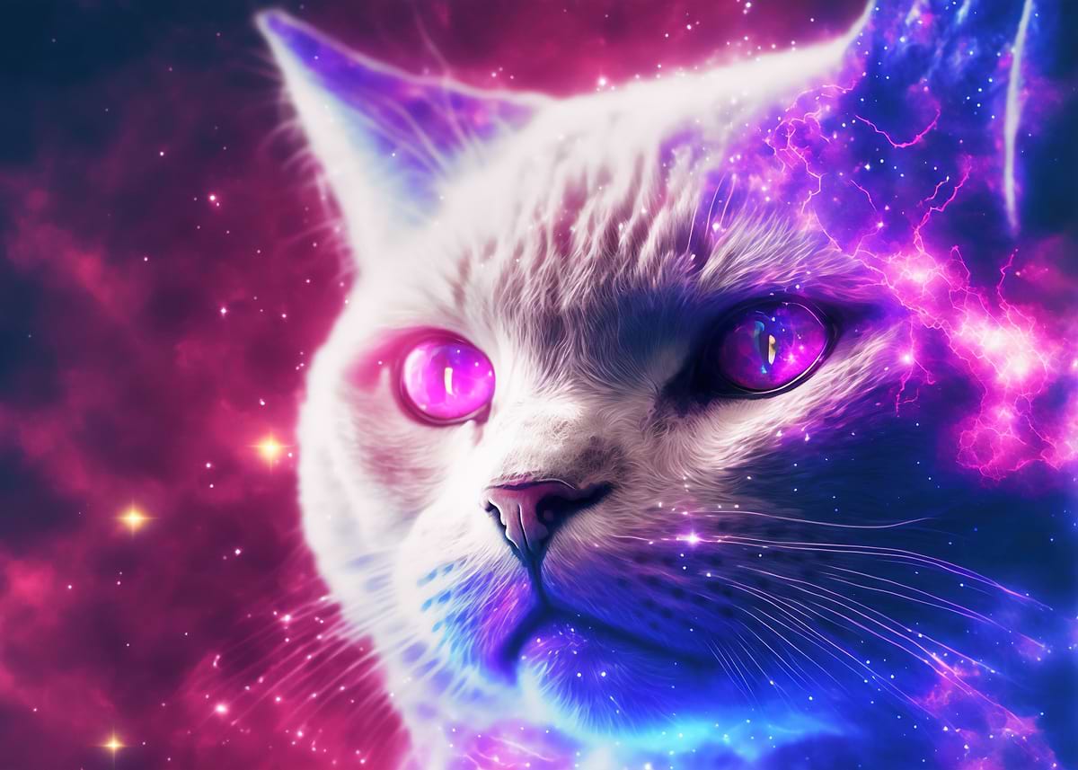 'Cosmic Cat Portrait' Poster, picture, metal print, paint by dasi ...