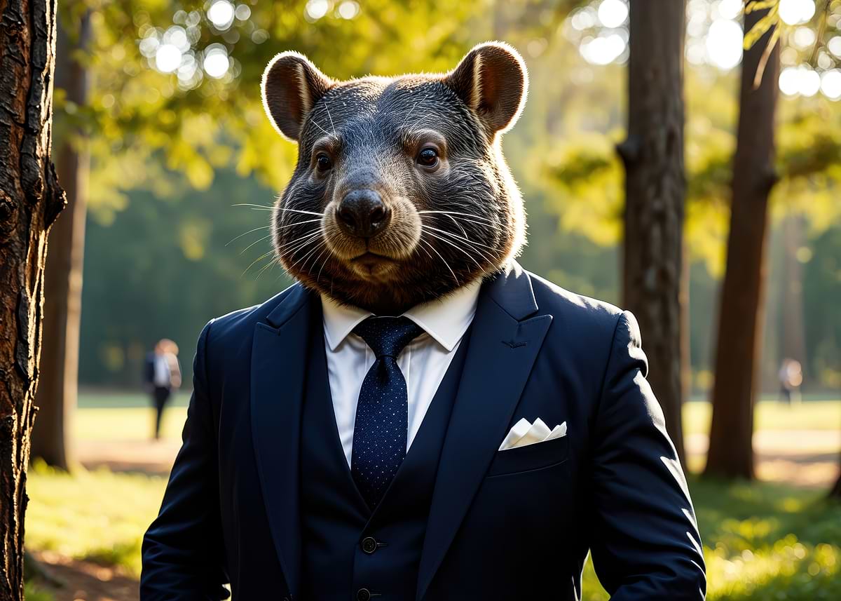 'Wombat in Suit' Poster, picture, metal print, paint by vieninsweden ...