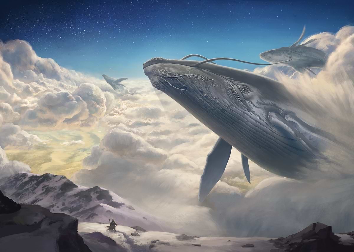 'Flying whales' Poster, picture, metal print, paint by SamJumisko ...