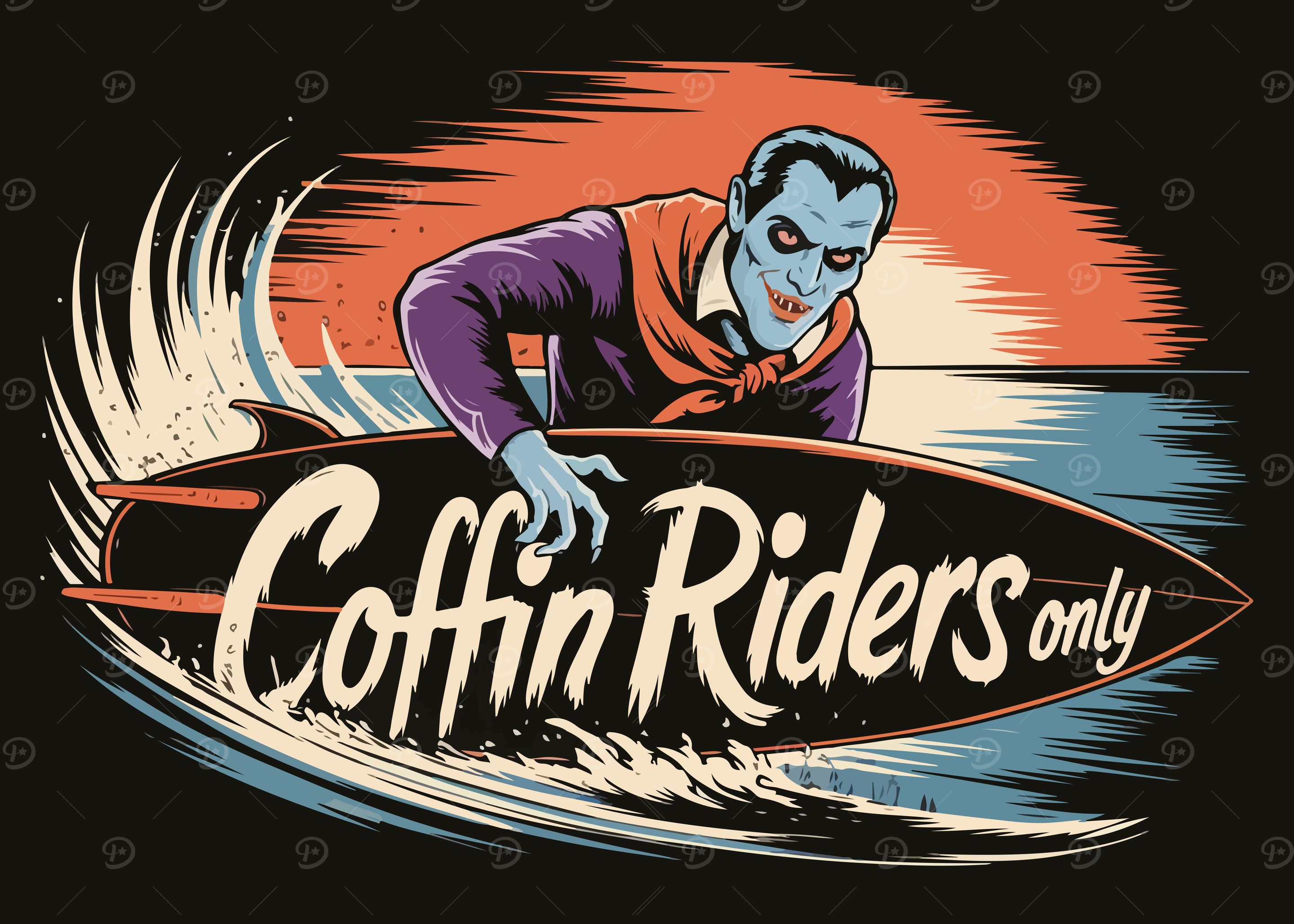 'Vampire Surfer' Poster, picture, metal print, paint by StonebridgeArt ...