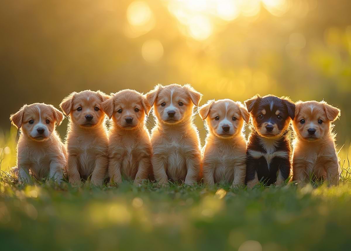 'Cute Puppy Lineup' Poster, picture, metal print, paint by cateferia ...