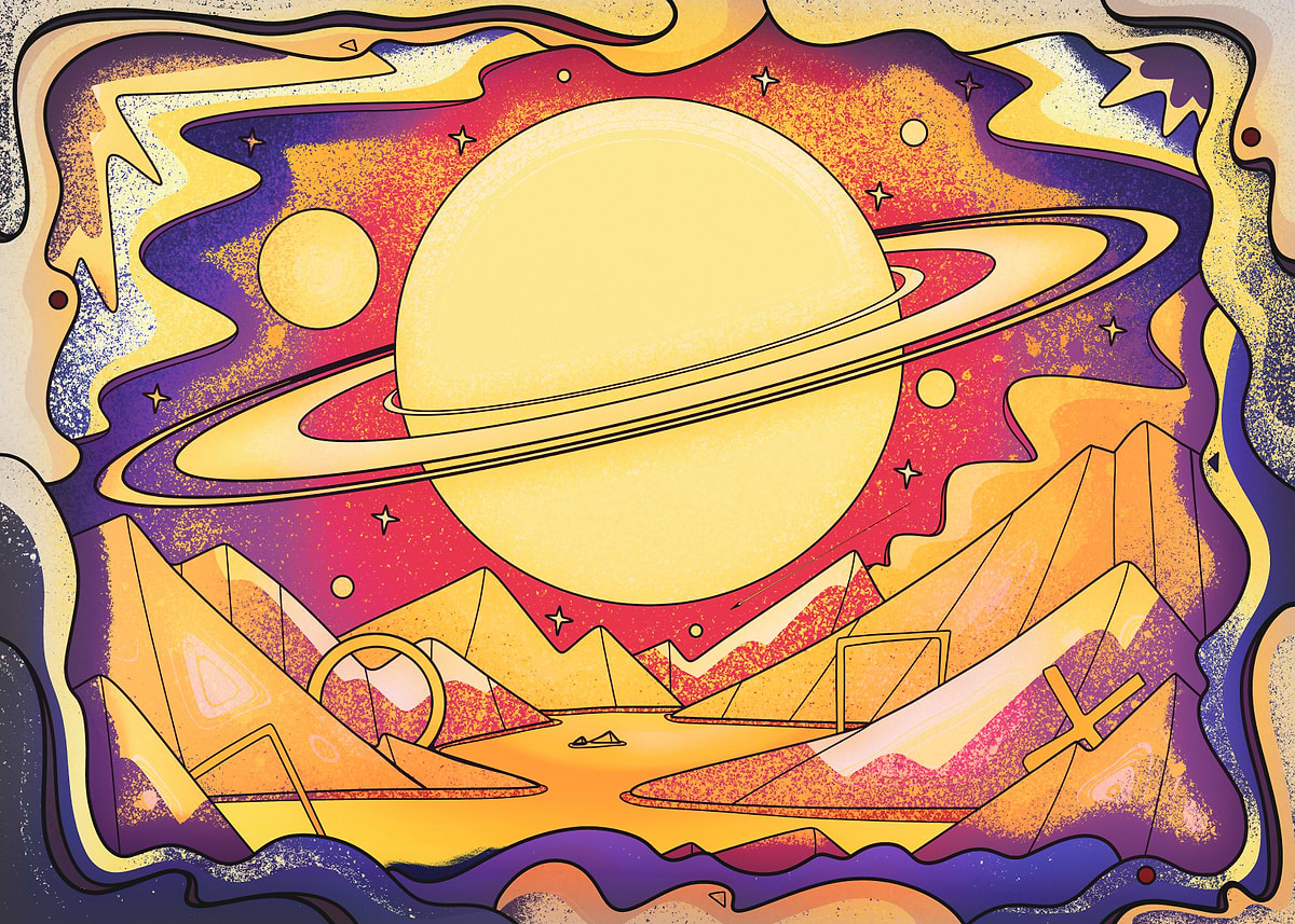 'Saturn rises' Poster, picture, metal print, paint by Steve Wade | Displate