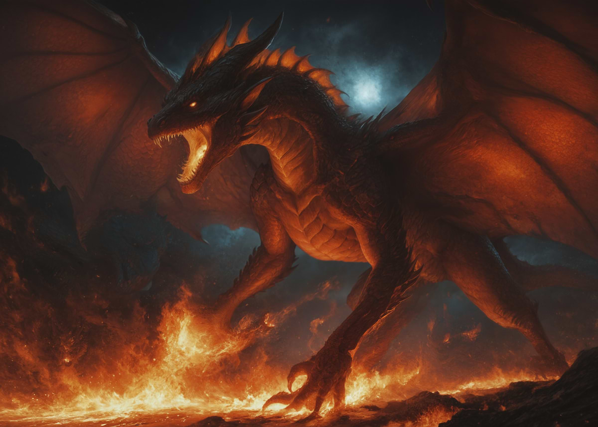 'Blazing Red Fire Dragon' Poster, picture, metal print, paint by Martin ...